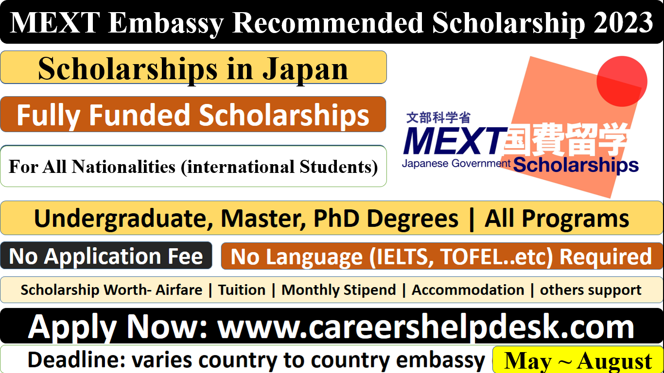 Japanese Government MEXT Scholarship in Japan 2023 (Fully Funded)