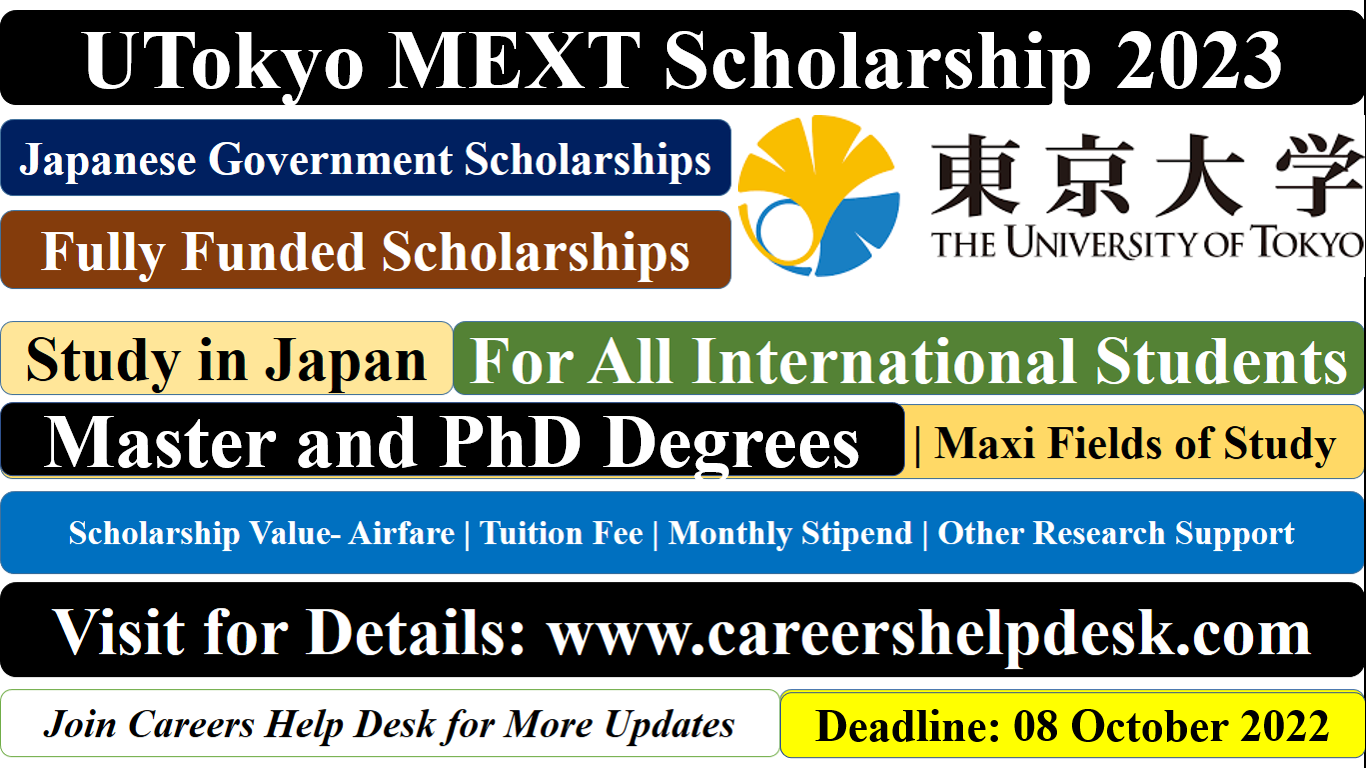 The UTokyo-Japanese Government (MEXT) Scholarship in Japan, 2023 (Fully Funded)