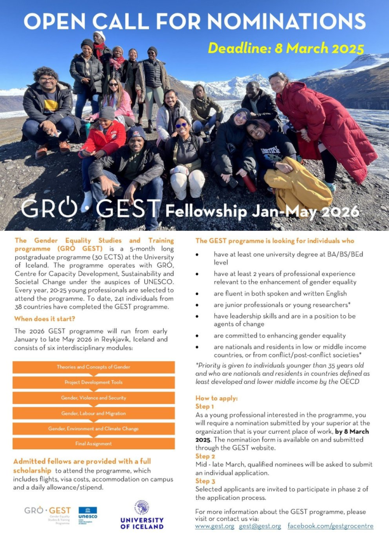 GRO GEST Fellowship 2026 | Fully Funded Scholarship in Iceland to Study ...