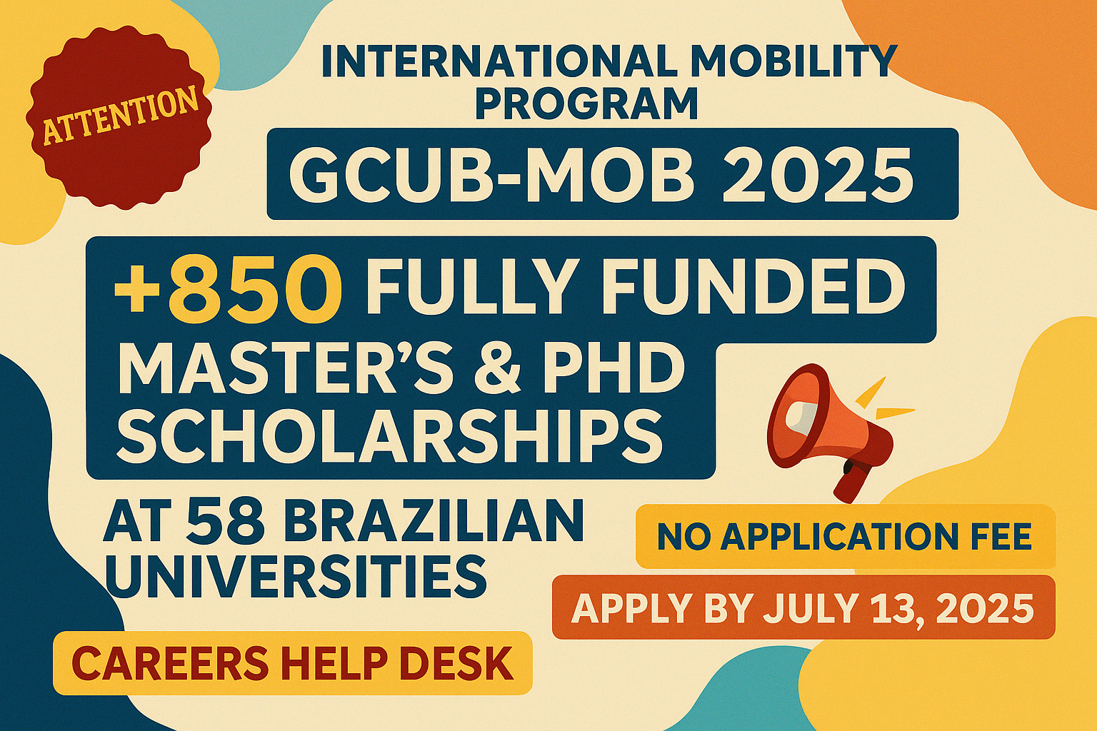 GCUB-Mob 2025 | 850+ Fully Funded Master’s & PhD Scholarships in Brazil